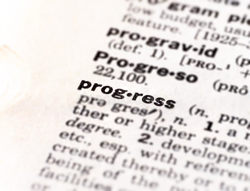 Closeup of the Dictionary Definition of the Word Progress Stock Image ...