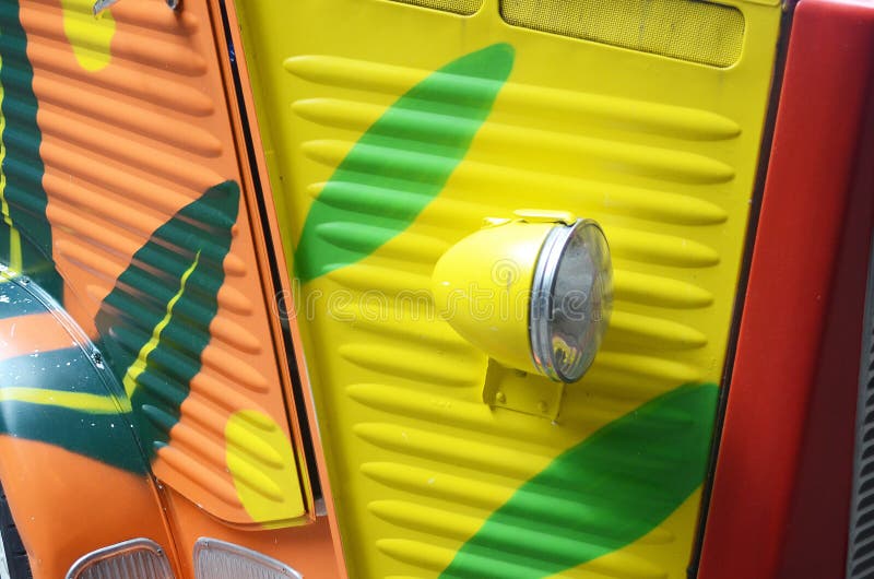 Closeup of Coloured Van with Headlight Stock Photo - Image of vehicle ...