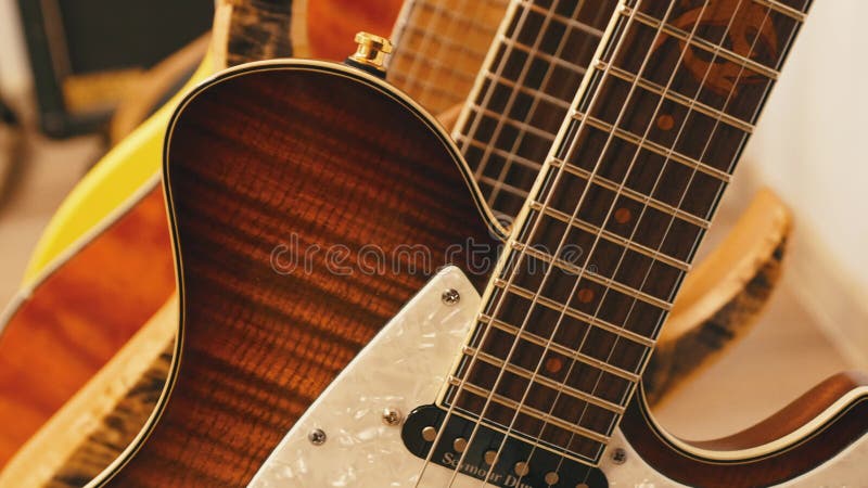 Closeup of Different Guitars in the Studio, Instruments Concept Stock ...