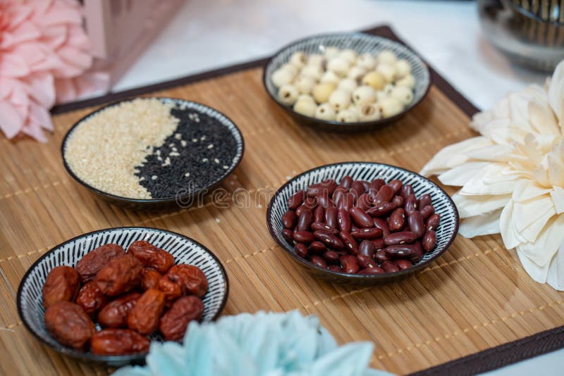 Closeup of Different Ingredients for Making Pastry Mooncake on a Mat ...