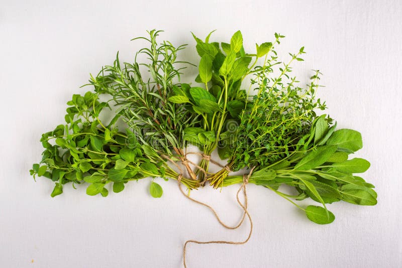 Closeup of Different Types of Greens in White Background Stock Photo ...