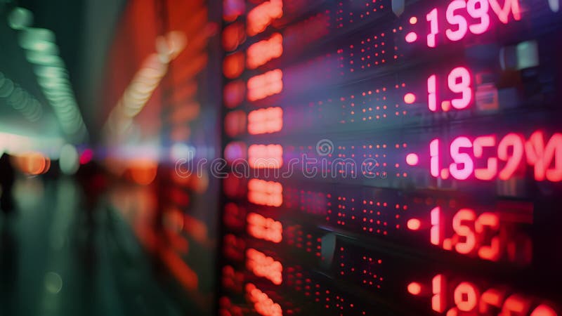 A Closeup of a Digital Display Board with Scrolling Flight Information ...