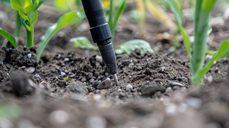 A Closeup of a Digital Sensor Being Inserted into the Ground To Measure ...