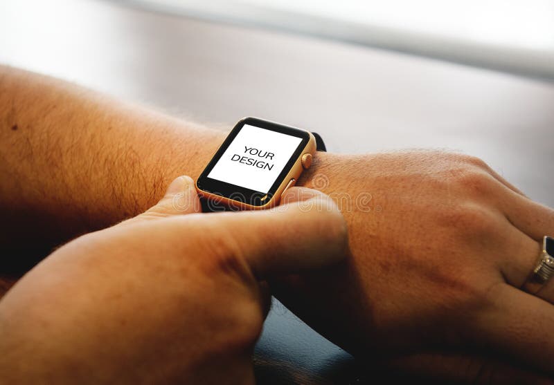 Closeup of Digital Watch on Man Wrist Stock Image - Image of space ...