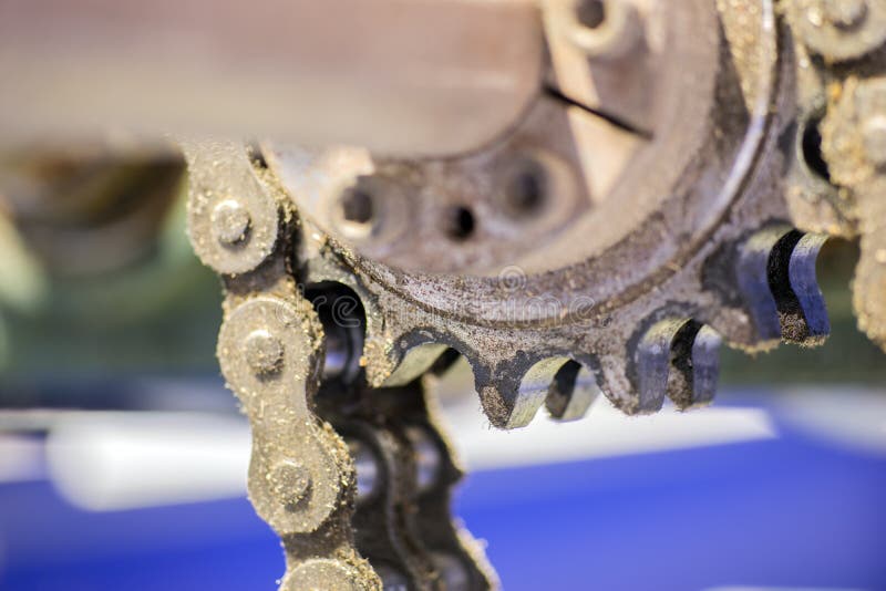 Closeup Dirty Ratchet Gear with Chain Drive Stock Image - Image of ...