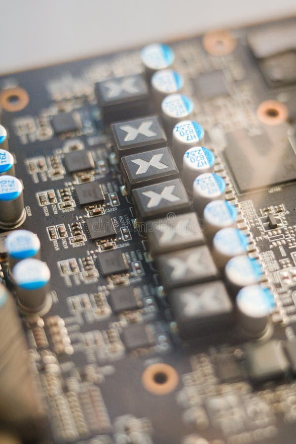 Closeup of the Disassembled Graphics Motherboard, Selective Focus Stock ...