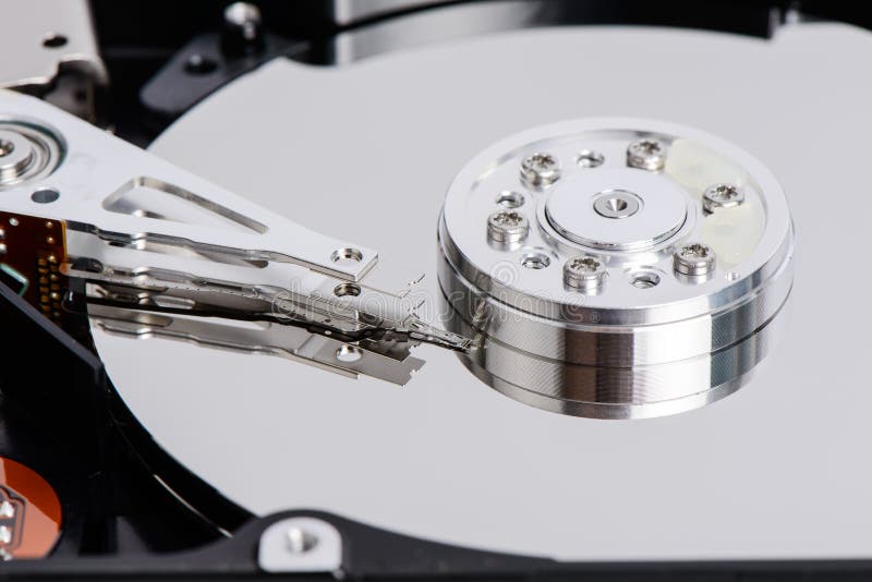 Closeup of Disassembled Hard Disk Drive. Stock Photo - Image of head ...