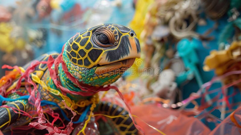 A Closeup of a Display on the Impact of Plastic Pollution in the Ocean ...