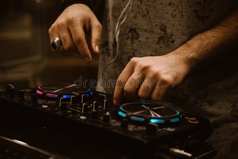 Closeup of a DJ Hands Playing Music Stock Photo - Image of music ...
