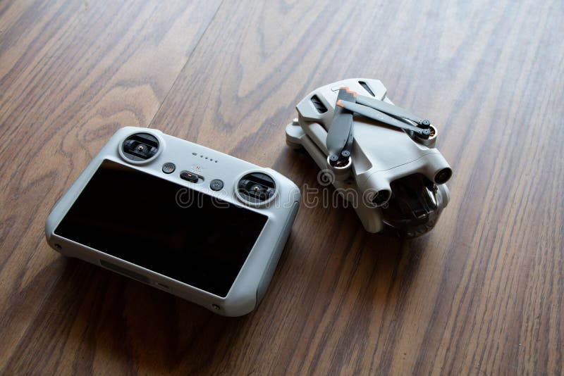 Closeup of the DJI Mini 3 Pro Aerial Drone and Its Touchscreen Remote ...