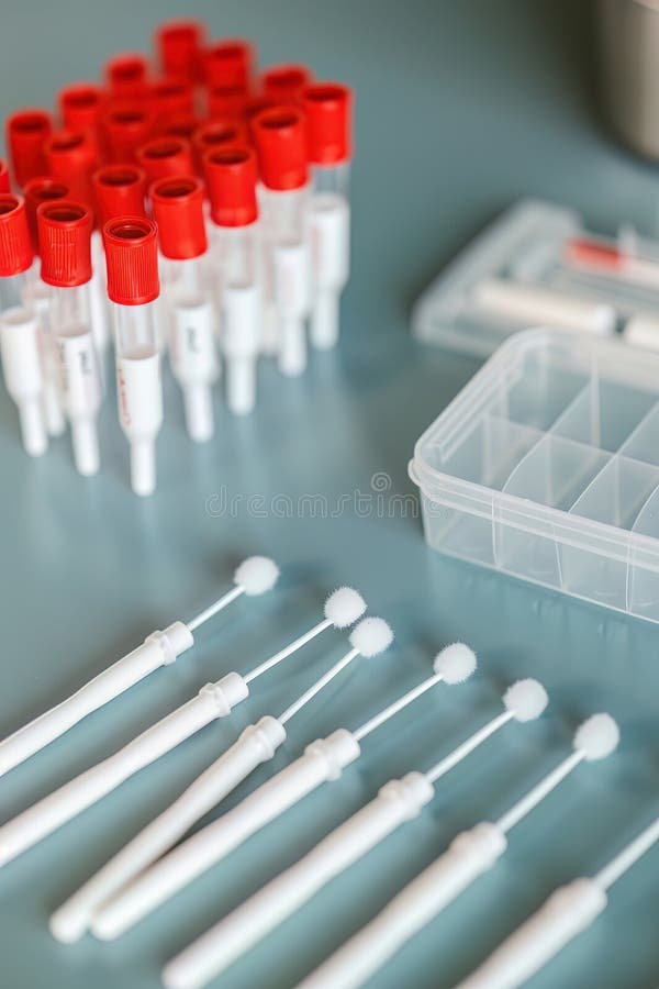 A Closeup of a DNA Test Kit Including Swabs and Sample Containers Used ...