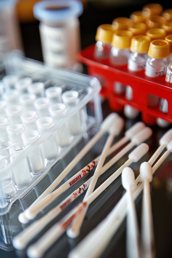 A Closeup of a DNA Test Kit Including Swabs and Sample Containers Used ...