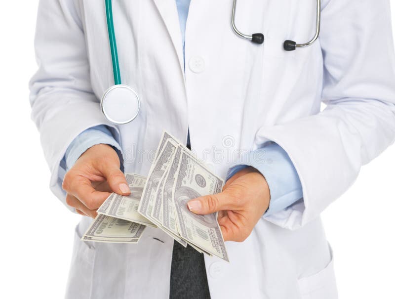 Closeup on Doctor Counting Dollars Stock Photo - Image of currency ...