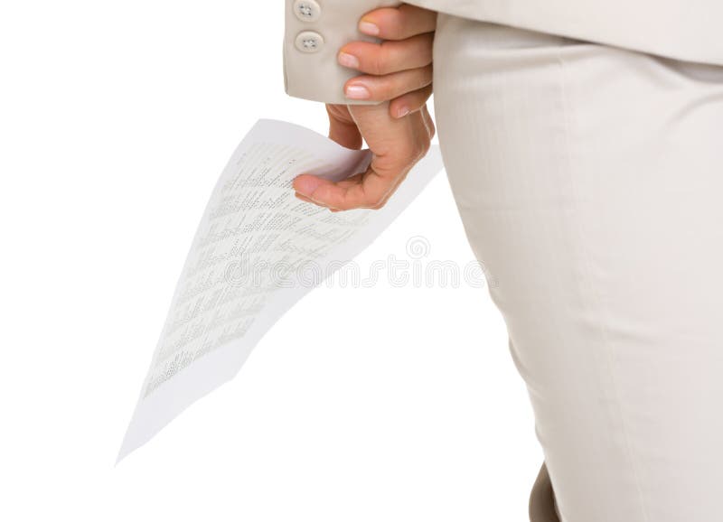 Closeup on Document in Hand of Business Woman Stock Image - Image of ...