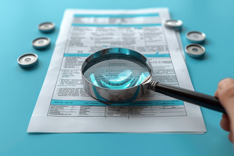 Closeup of Document Inspection for Quality and Compliance Management ...