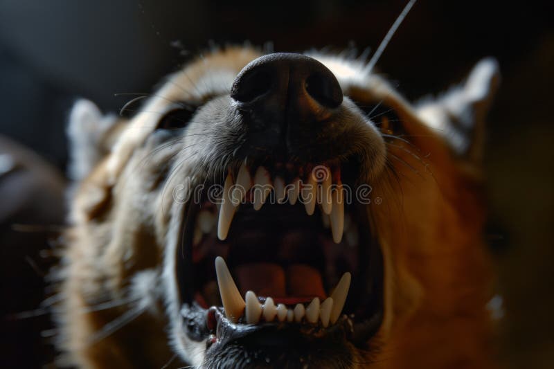 Closeup of Dogs Snarling Face and Fangs Stock Photo - Image of teeth ...