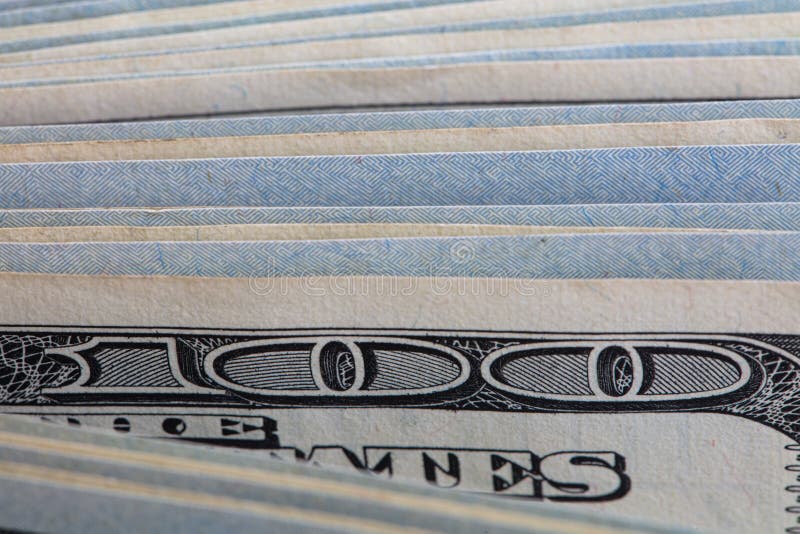 Closeup of 100 Dollar Banknotes on Edge Stock Image - Image of isolated ...