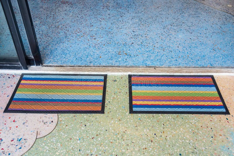 Closeup Doormat Colors on the Floor. Stock Image - Image of flat ...