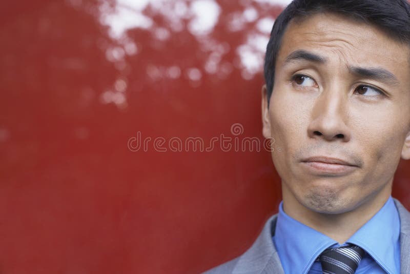 Closeup of Doubtful Young Businessman Stock Image - Image of copyspace ...