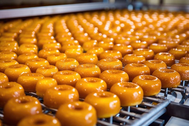 Closeup of Doughnuts in Different Stages of Production Process Stock ...