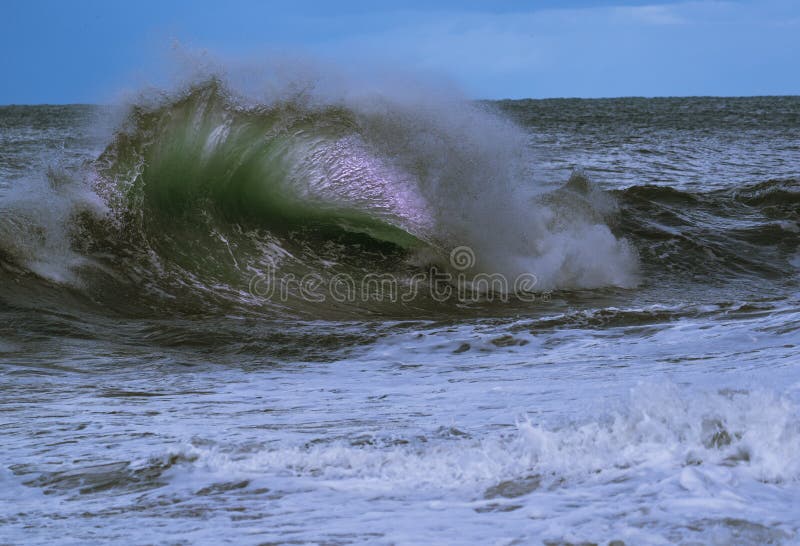 Closeup of a Dramatic Translucent Wave on a Rough Sea Stock Image ...