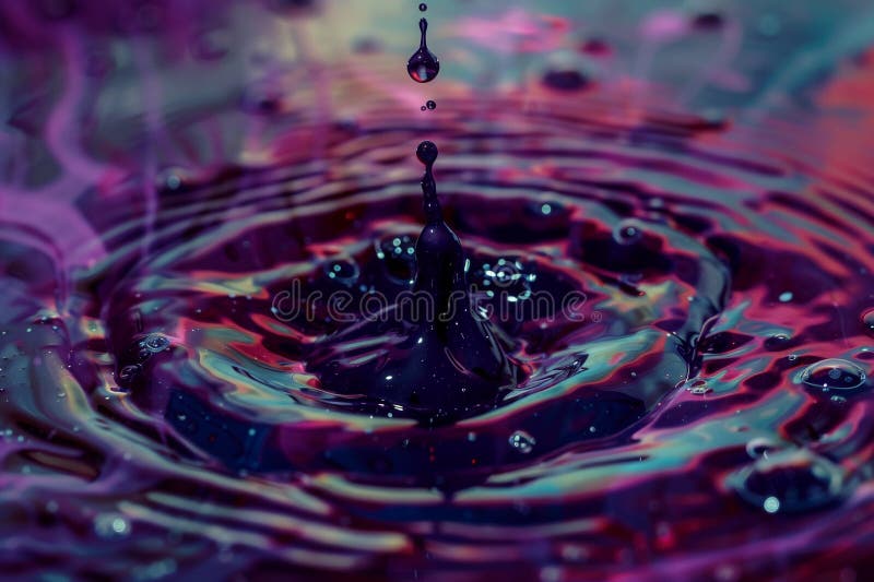A Closeup on a Droplet of Ink Falling into Water Spreading into Dark ...