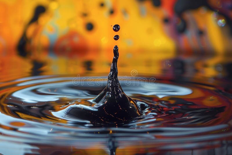 A Closeup on a Droplet of Ink Falling into Water Spreading into Dark ...