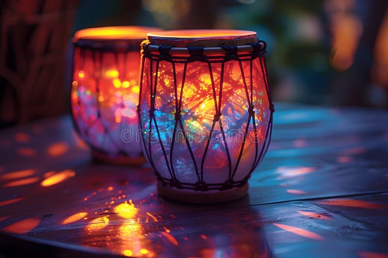 A Closeup of a Drum, Its Surface Shimmering with Rainbow Lights Stock ...