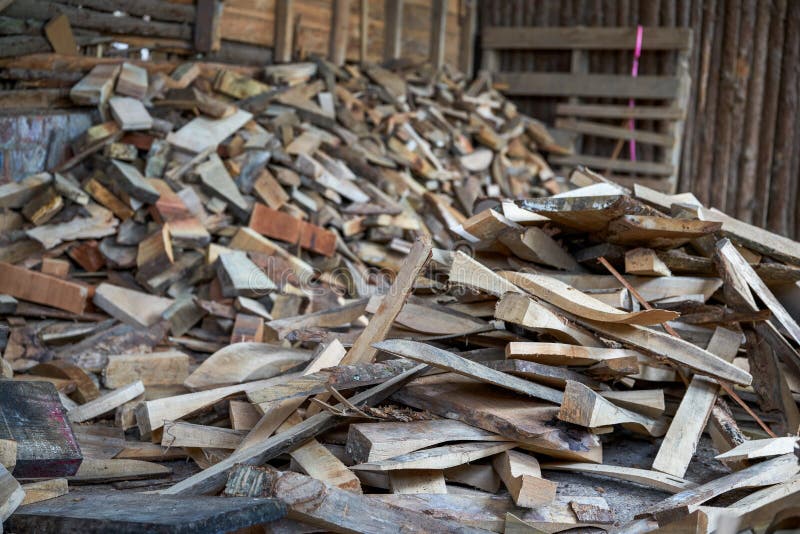 Closeup of Dry Firewood Stack in Firewood House Stock Photo - Image of ...