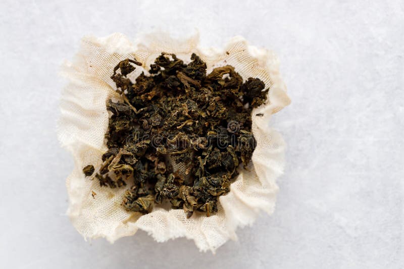 Closeup of Dry Tea Bag on White Table Background Stock Photo - Image of ...