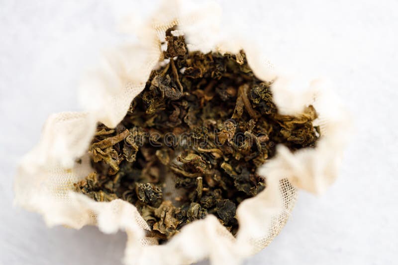 Closeup of Dry Tea Bag on White Table Background Stock Image - Image of ...