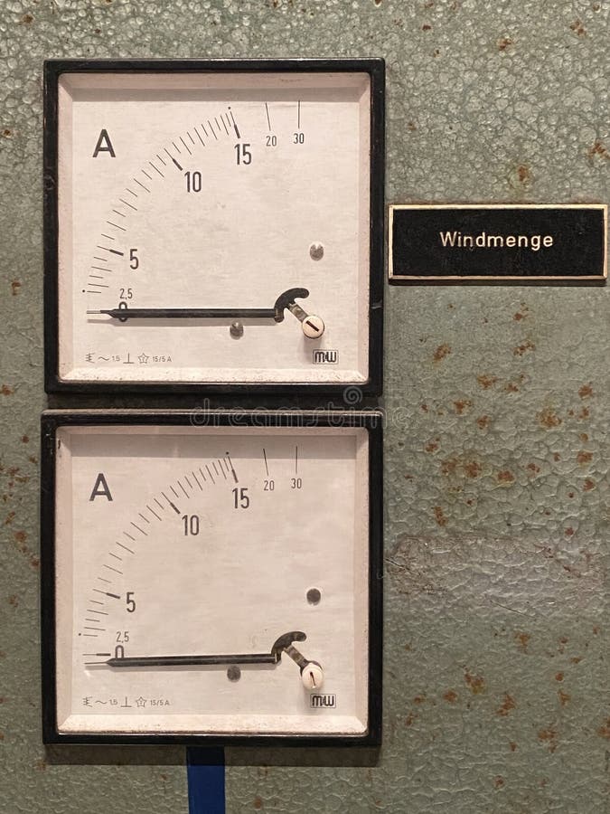 Closeup of Dual Analog Gauges Industrial Panel Stock Image - Image of ...