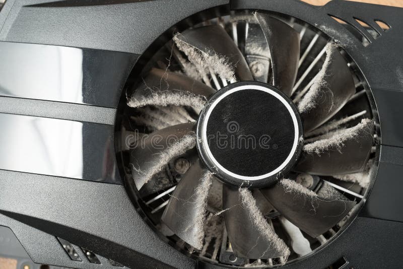 Closeup of Dusty Computer Graphics Card Fan Stock Photo - Image of ...