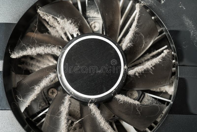 Closeup of Dusty Computer Graphics Card Fan Stock Photo - Image of case ...