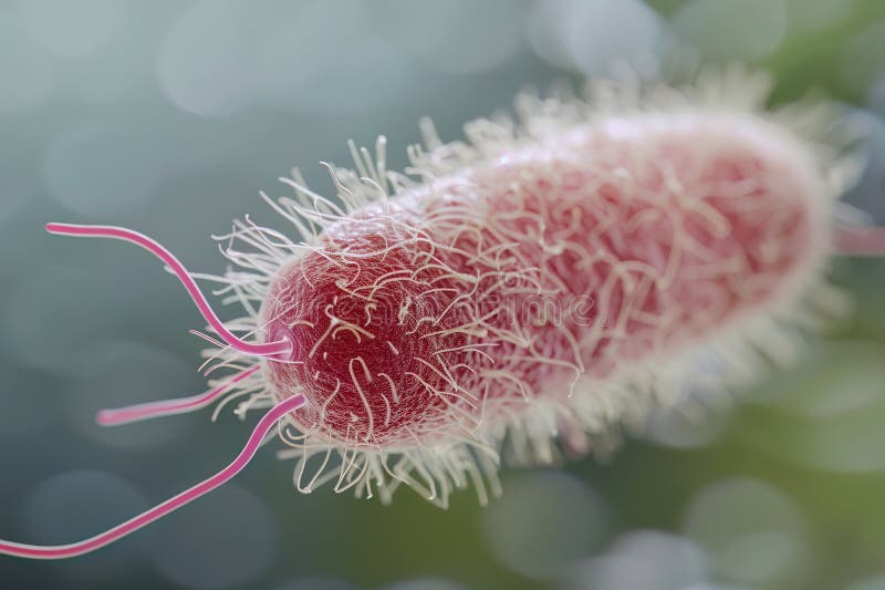 Closeup of E Coli Bacteria Showing the Rodshaped Structure and Flagella ...