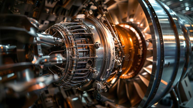 Closeup of an Early Model Jet Engine with Its Complex Inner Workings ...