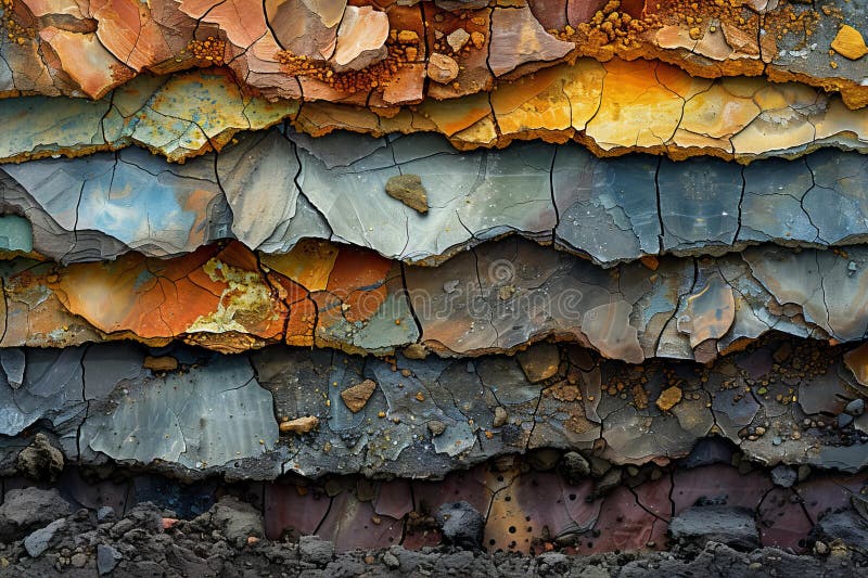 Closeup of Earth Layers in the Ground, Top View. Earth Texture ...