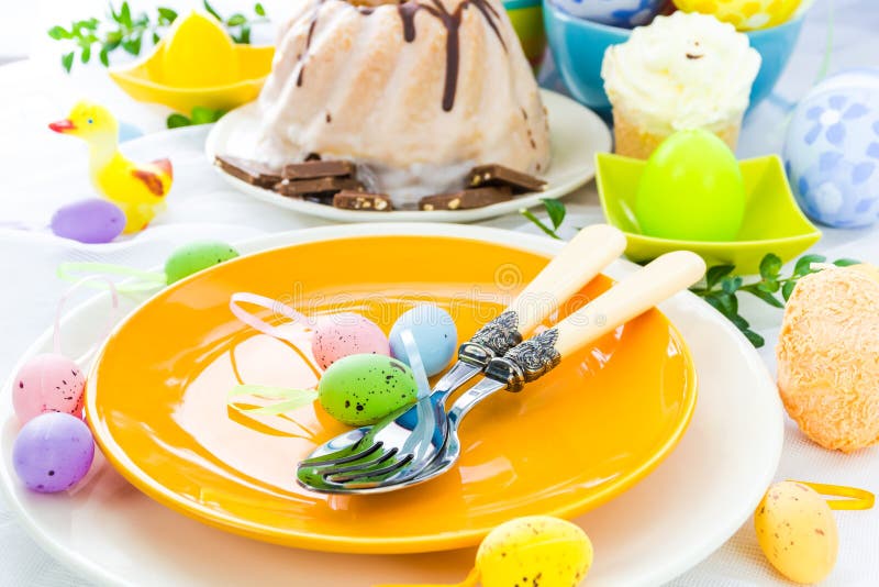 Closeup Easter Place Setting Eggs Stock Image - Image of brunch ...