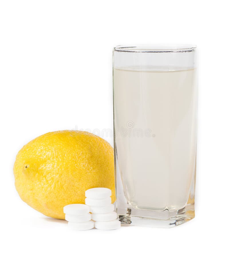 Closeup Of Effervescent Tablets, Lemon And Glass Stock Photo - Image of ...