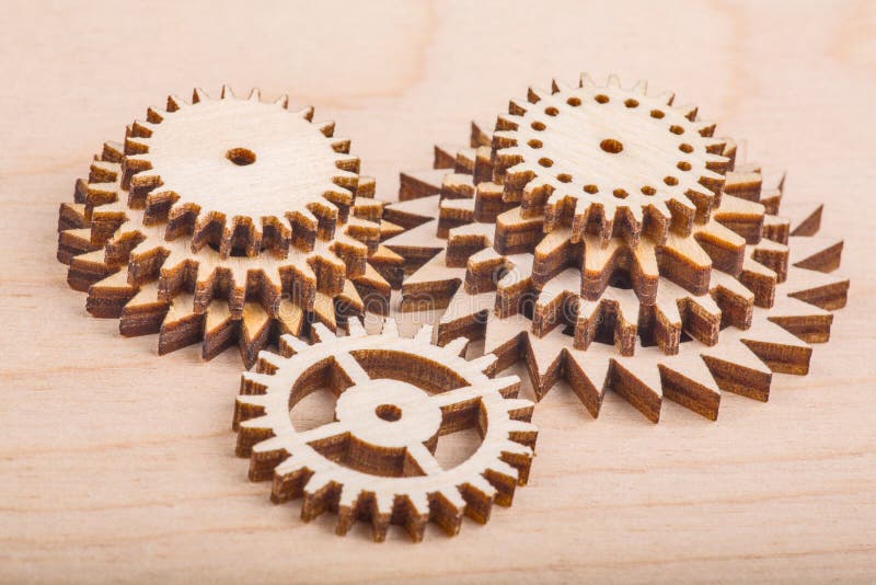 Closeup of Eight Wood Gears Group Stock Photo - Image of abstract ...