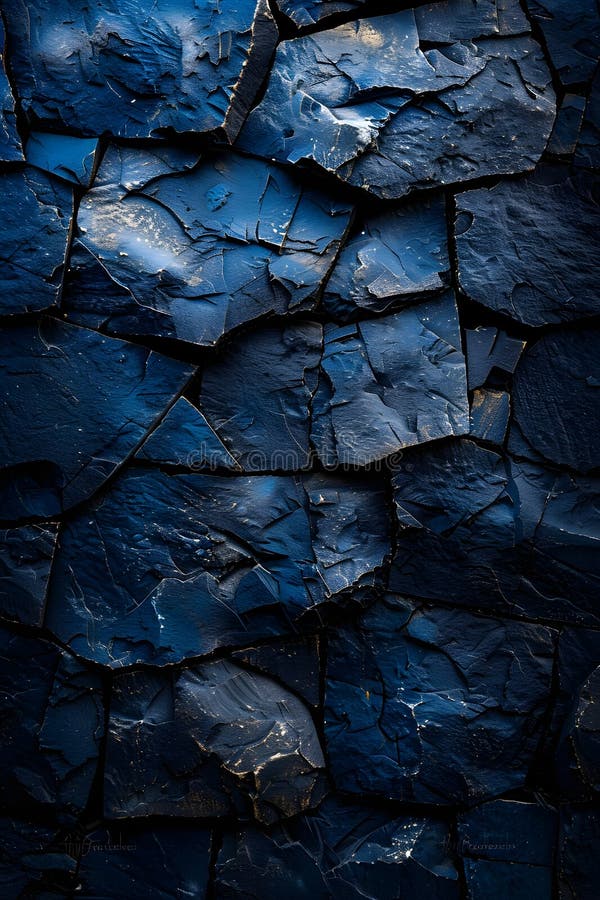 Closeup of Electric Blue Bedrock Wall with Intricate Pattern of Cracks ...