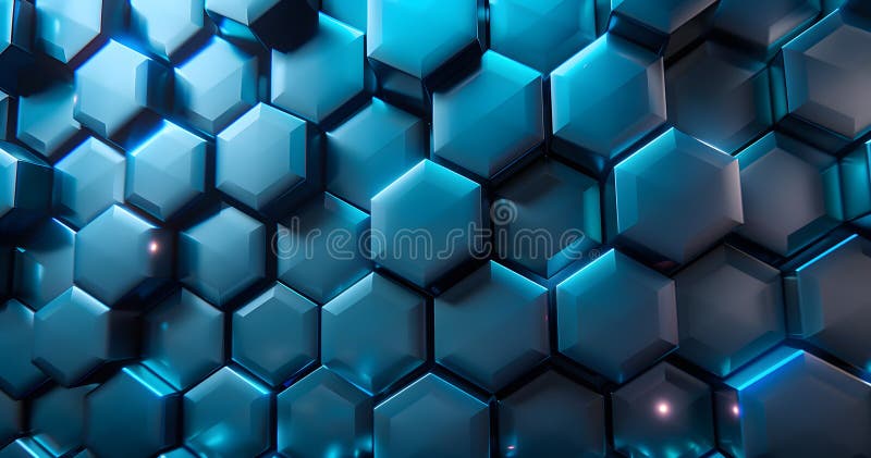 Closeup of Electric Blue Hexagon Pattern on Black Background Stock ...