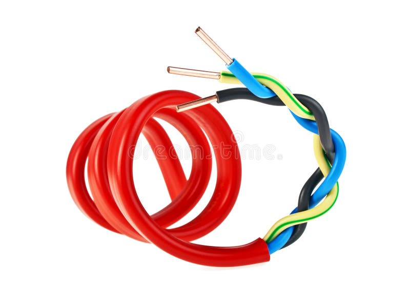 Electric Cable on White Background Stock Image - Image of connection ...