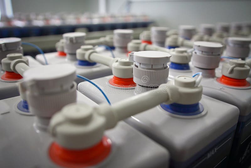 Closeup Electric DC Battery Accumulators Stock Image - Image of energy ...
