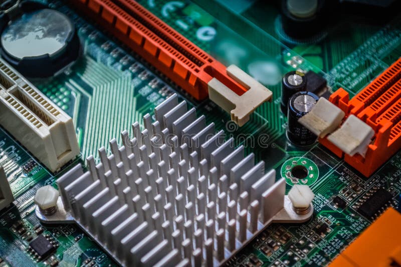 Closeup on Electronic Board in Hardware Repair Shop, Blurred and Toned ...
