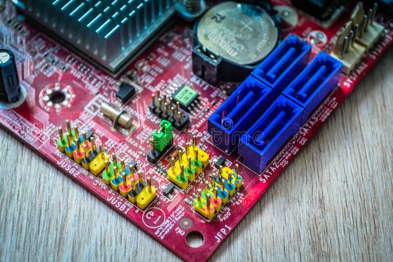 Closeup on Electronic Board in Hardware Repair Shop, Blurred and Toned ...