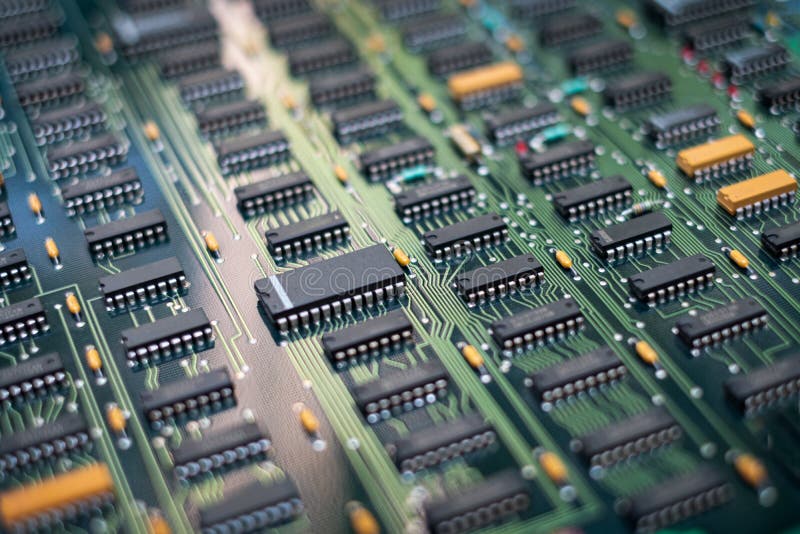 Electronic Circuit Board PCB Components Detail and an Integrated ...