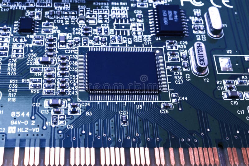 Closeup of an Electronic Circuit Board with a Processor. Stock Photo ...