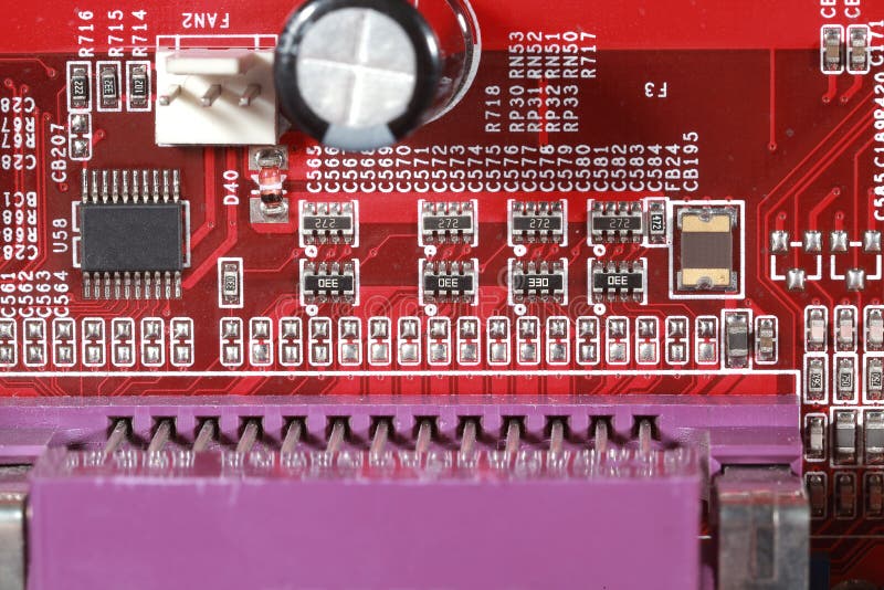 Closeup of Electronic Circuit Red Board with Processor Stock Image ...