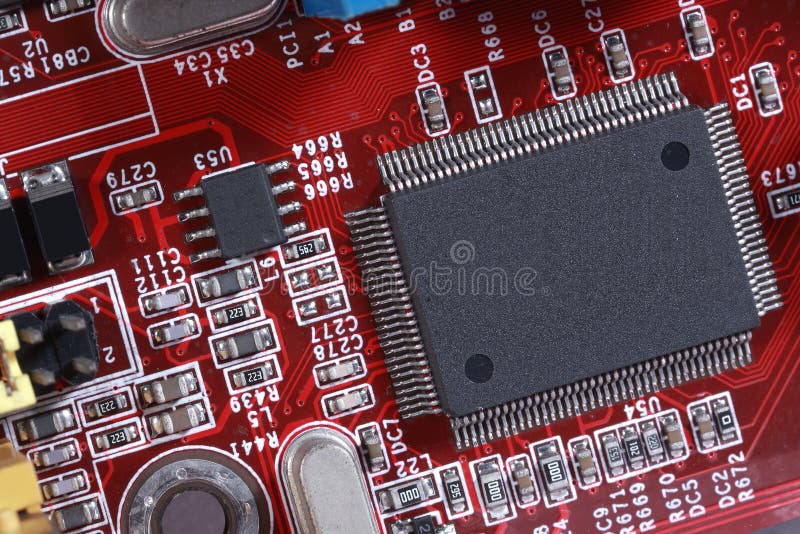 Closeup of Electronic Circuit Red Board with Processor of Compu Stock ...